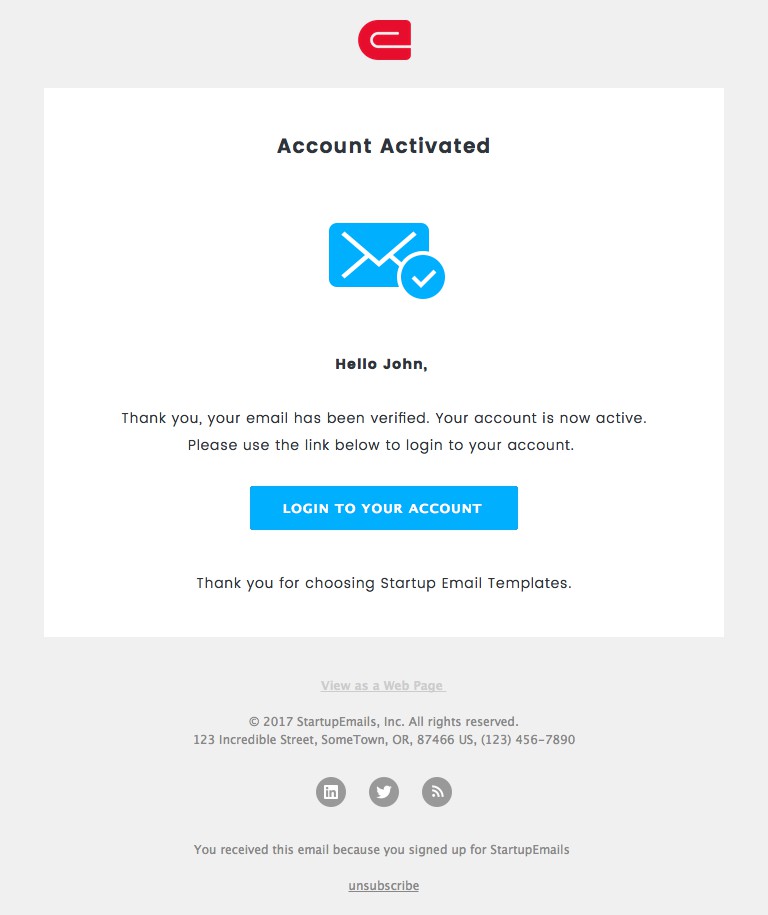 Email Verified Responsive HTML Email Template